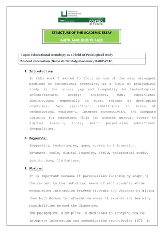 Ensayo-English, tecnología educativa como campo de estudio pedagogico. | PDF