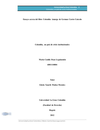 Ensayo colombia amarga | DOCX