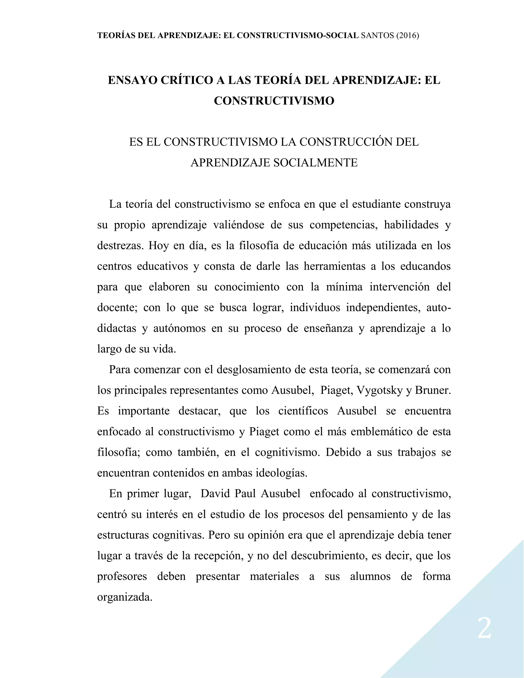 El Constructivismo Teoría Educación | PDF