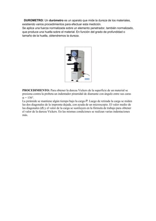 Ensayo de dureza vickers | DOCX