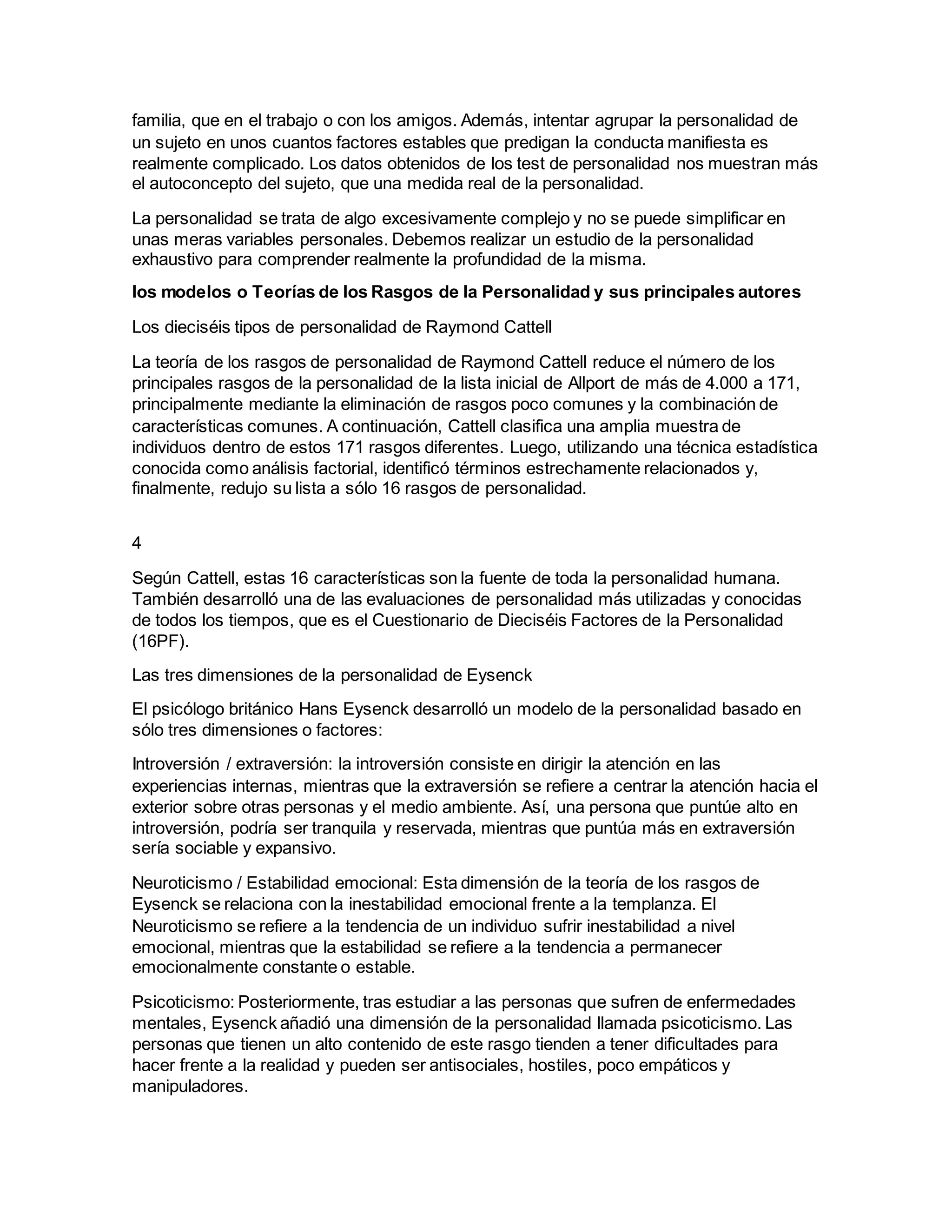 Ensayo de enfoques para evaluar los rasgos de la personalidad | DOCX