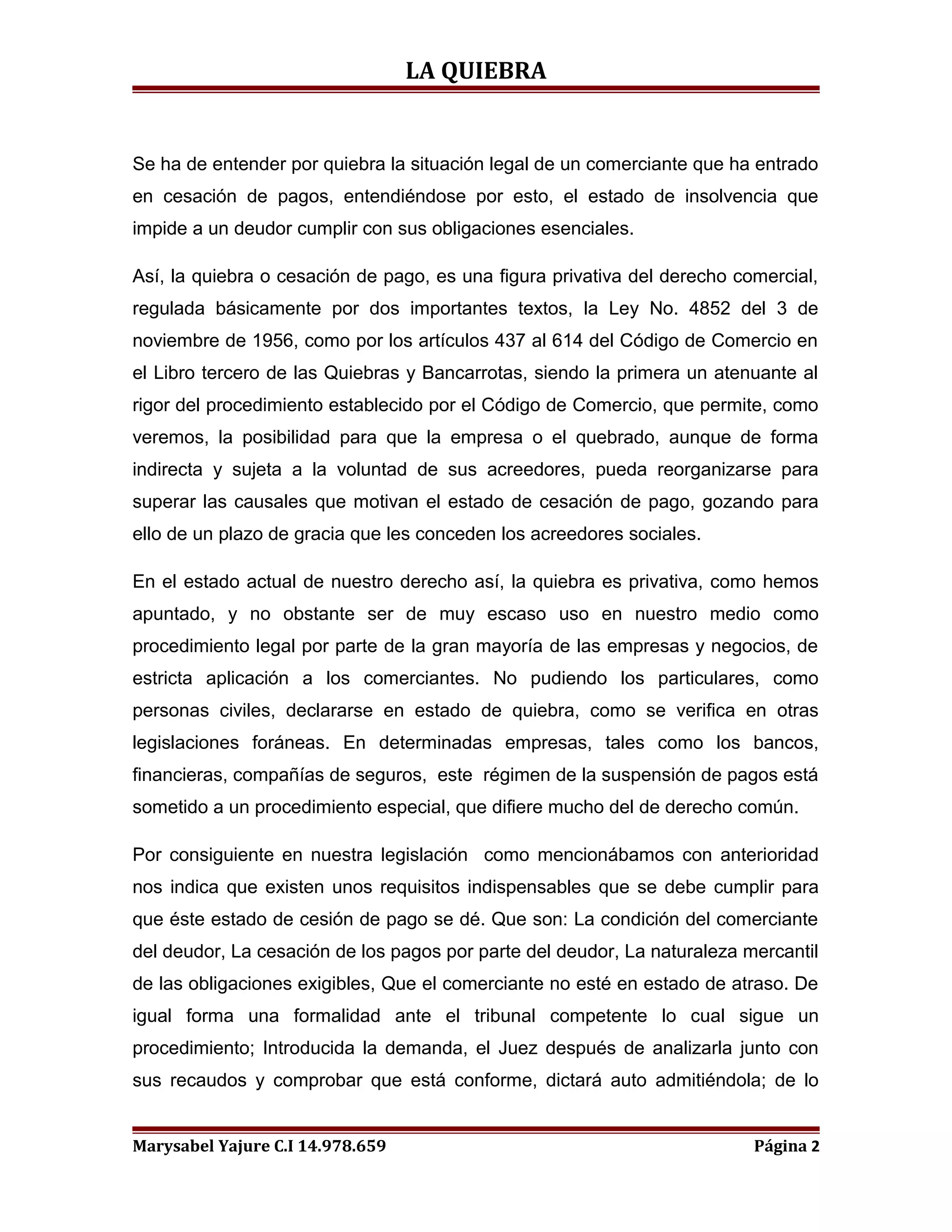 Derecho Mercantil-La Quiebra | PDF
