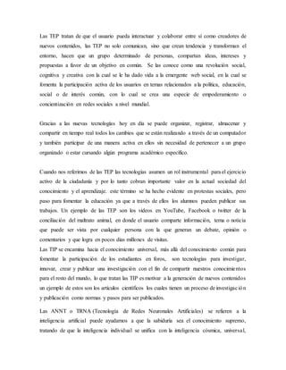Aplicaciones de las tic,tac, tep, tip y annt | DOCX