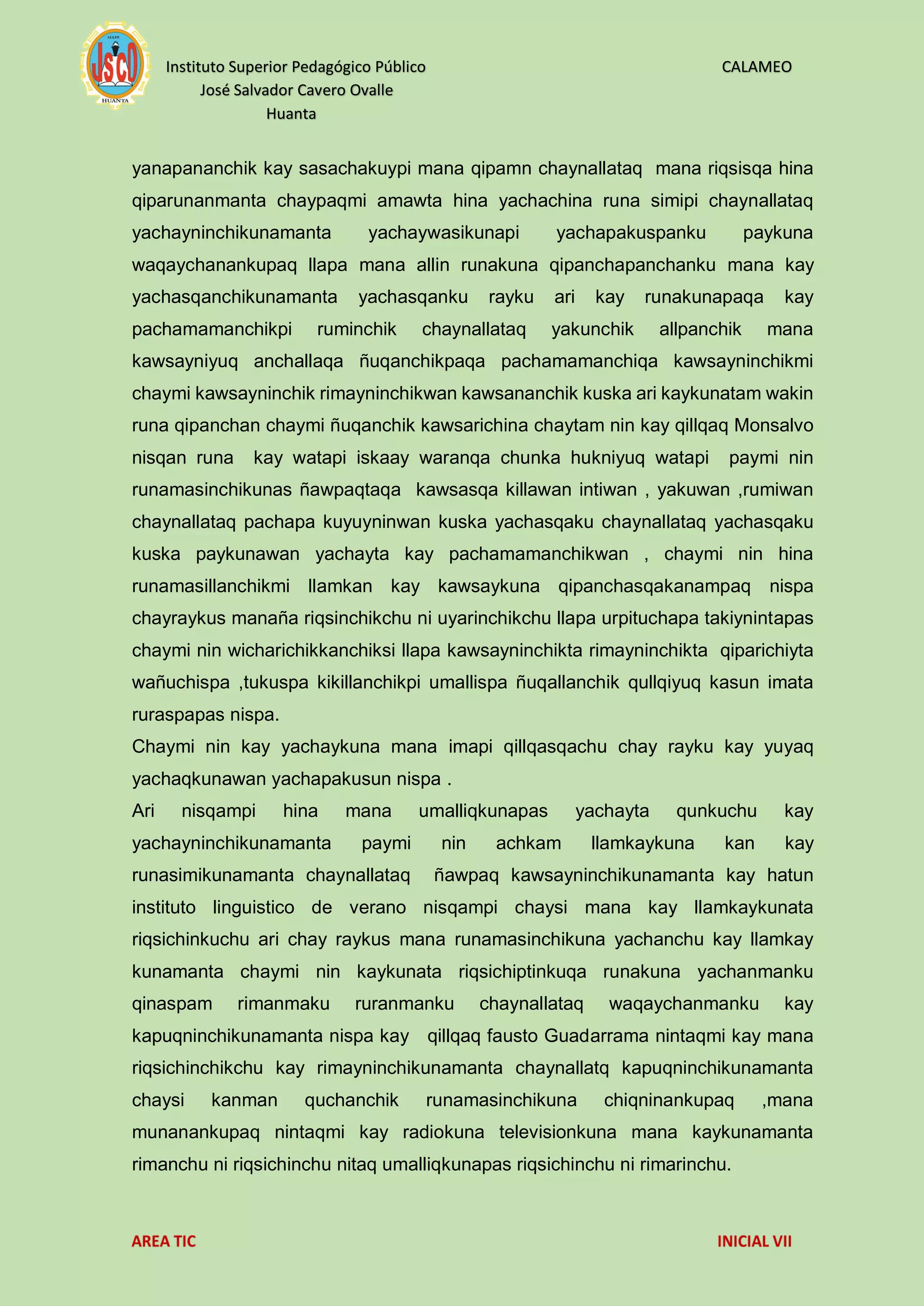 Ensayo en quechua | PDF