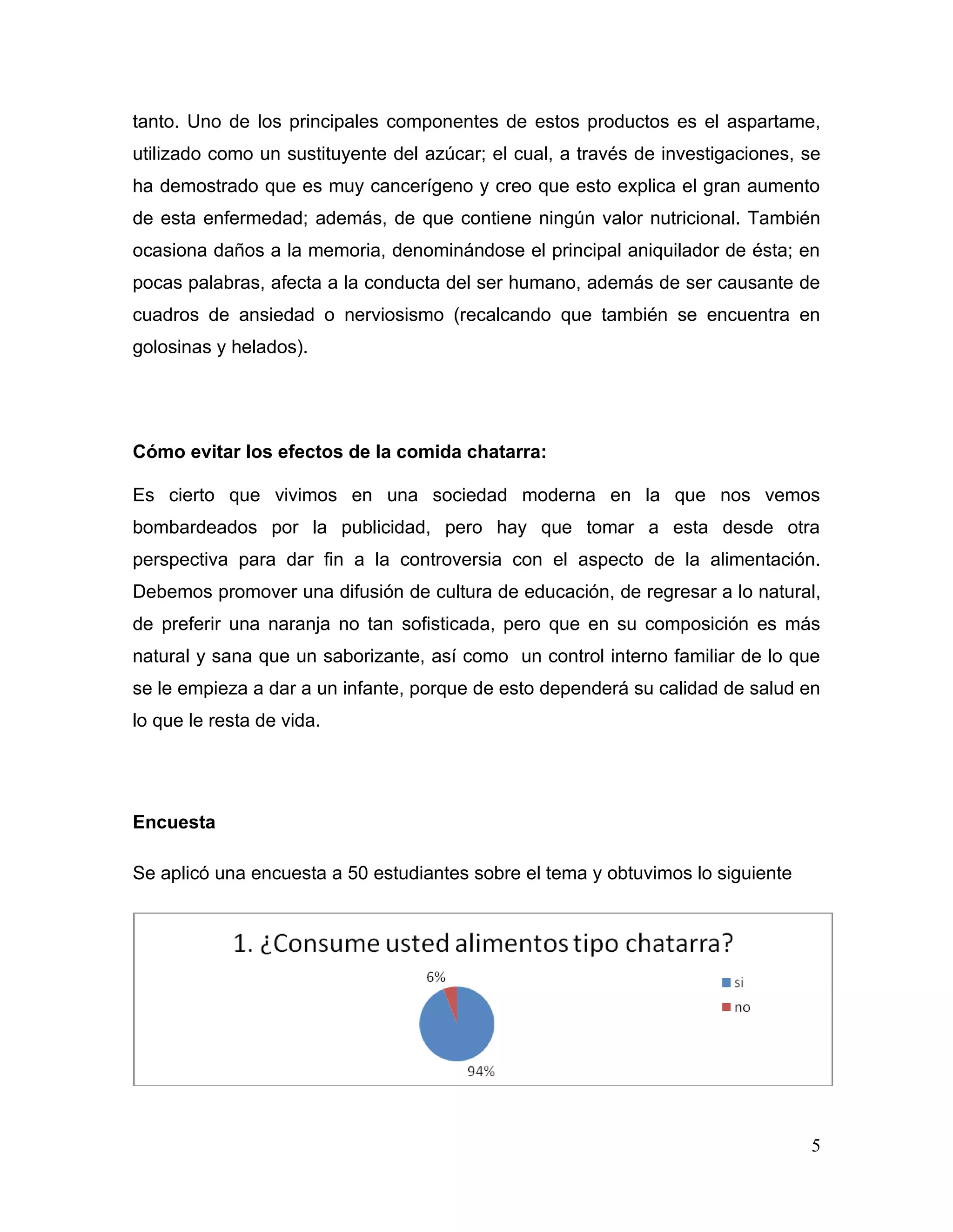 Ensayo "La verdad detrás de la comida chatarra" | PDF