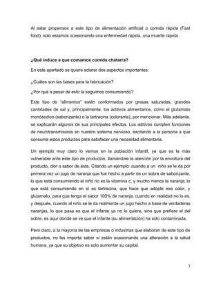 Ensayo "La verdad detrás de la comida chatarra" | PDF