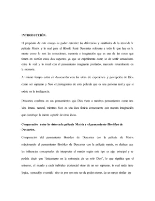 Ensayo Descartes y Matrix | DOCX