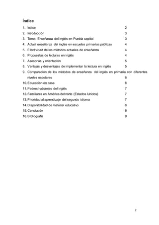 Fomento de la lectura en inglés en niños de primaria | DOCX