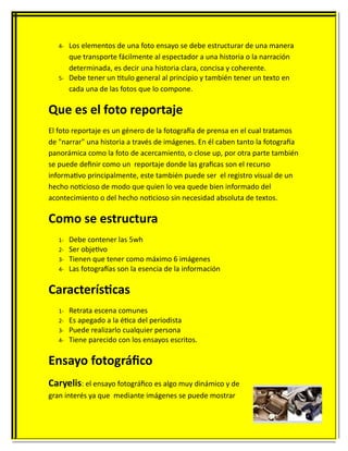 Ensayo fotografico caryelis | PDF
