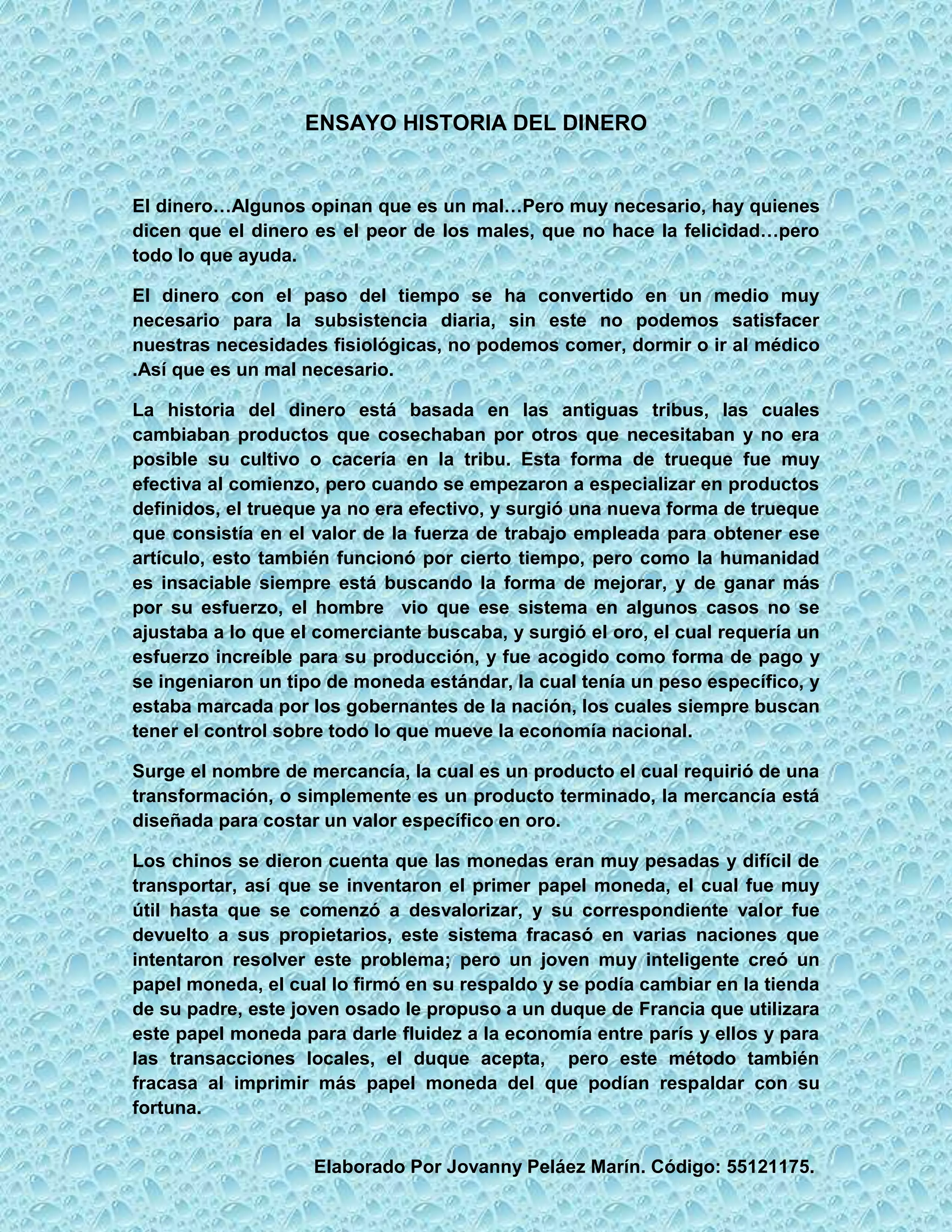 Ensayo historia del dinero(1) | DOCX
