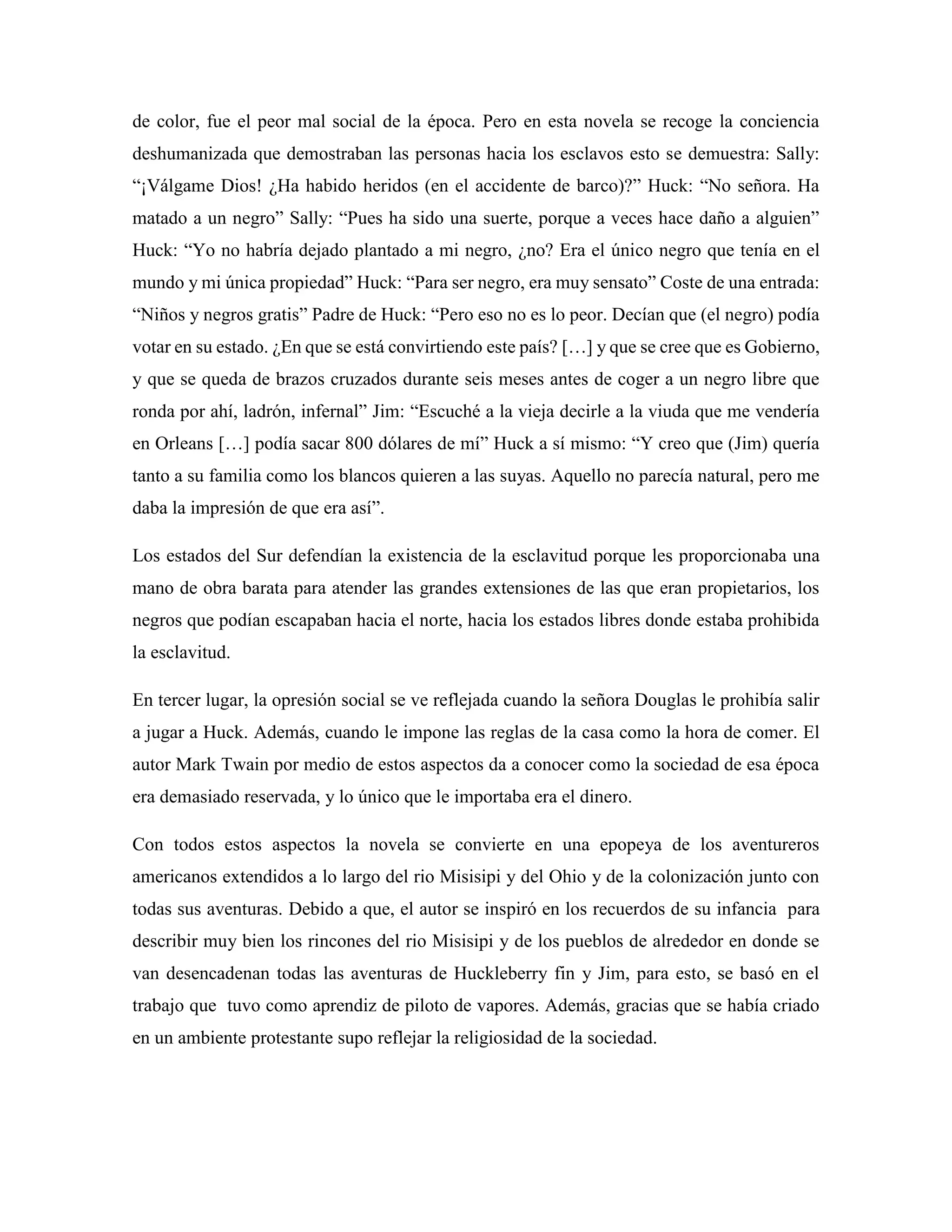 Ensayo La aventuras de Huckyberry Finn | PDF