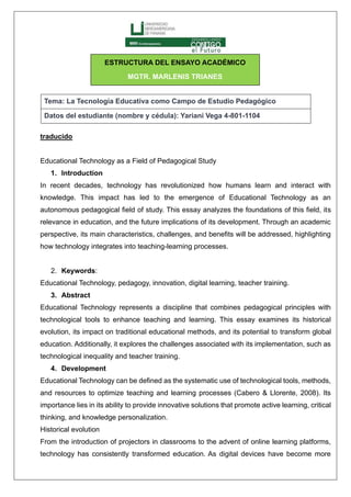 La Tecnología Educativa como campo de Estudio Pedagógico | PDF