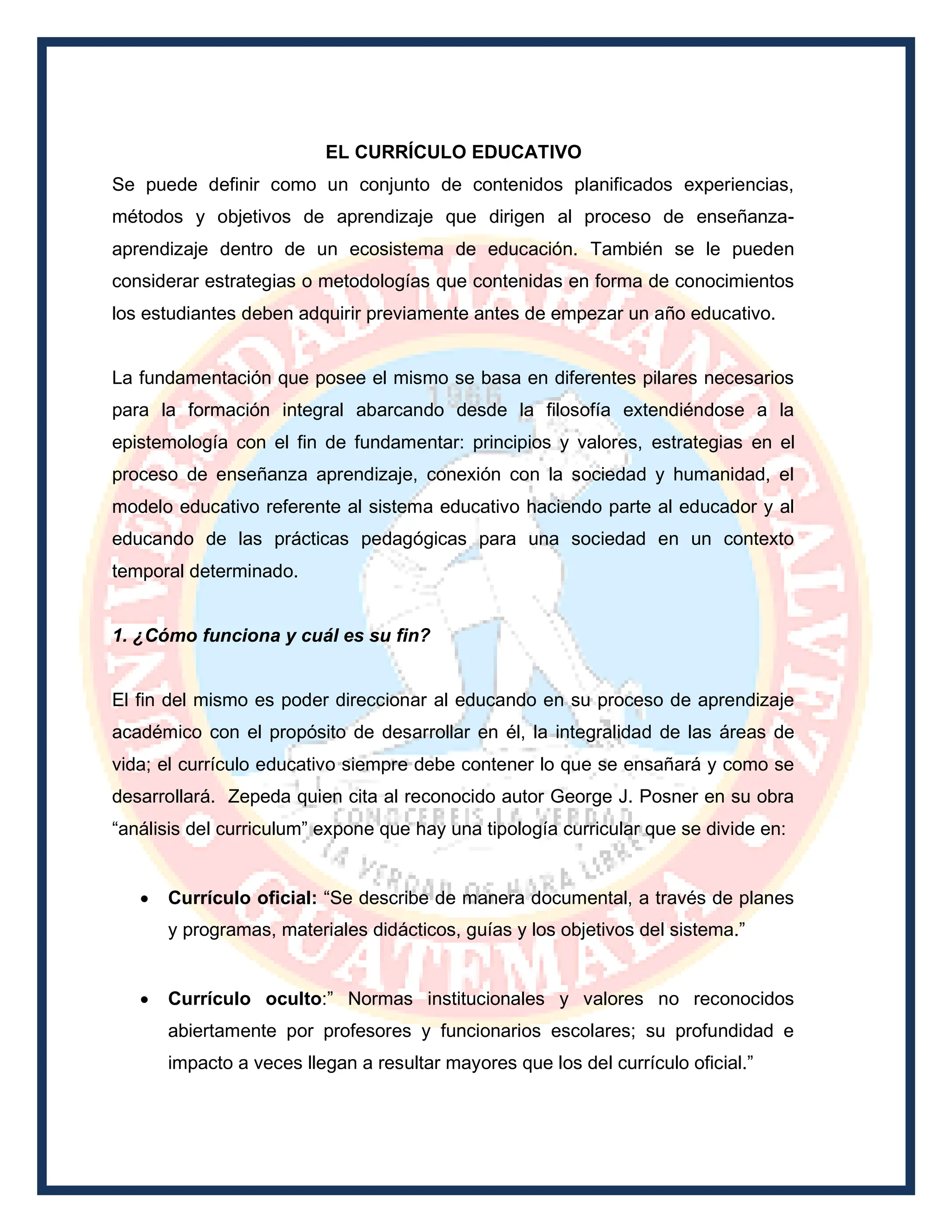 ENSAYO TIPOS DE CURRICULO GABRIELA CALIX | PDF