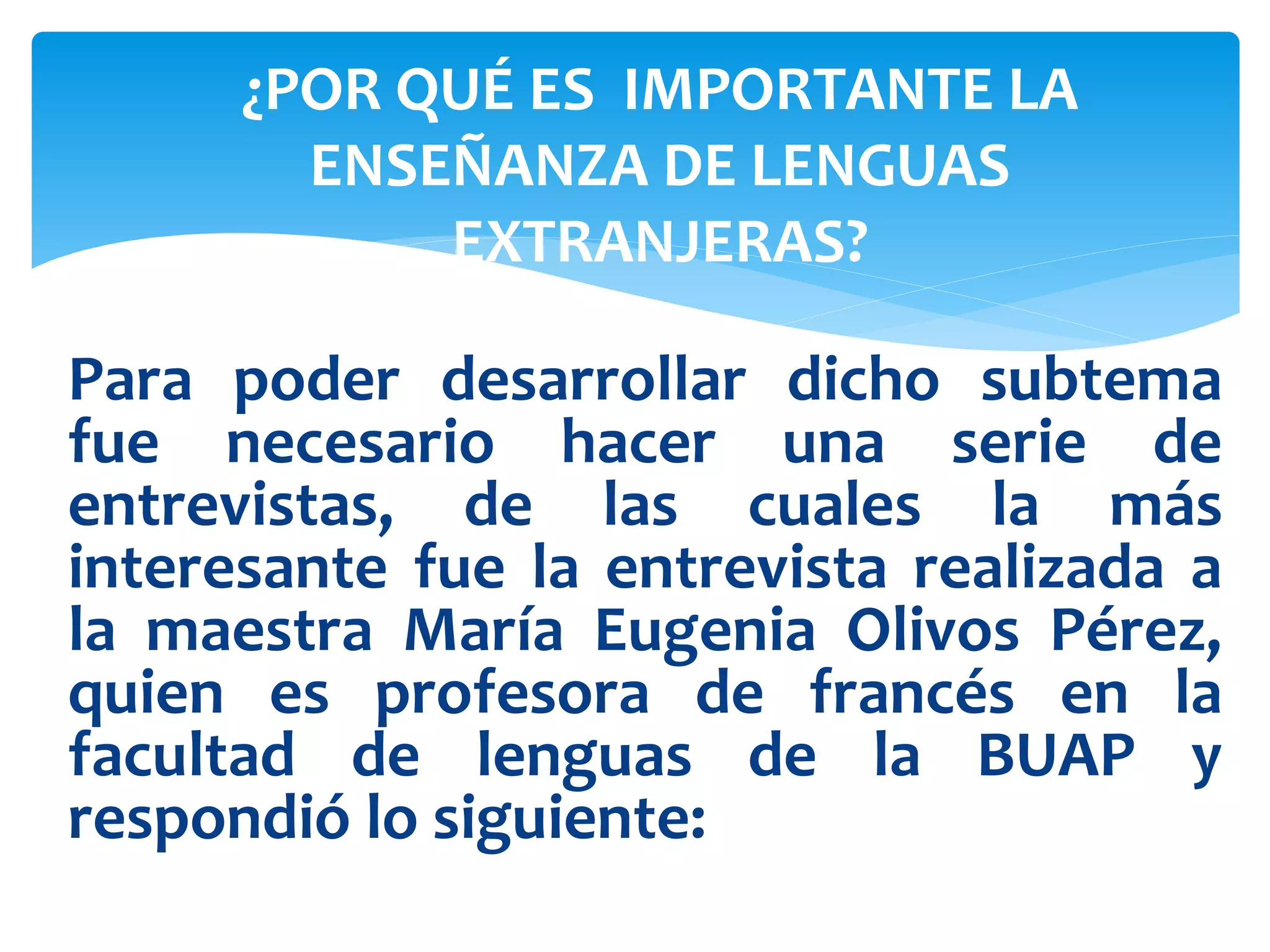 IMPORTANCIA DE LA ENSEÑANZA DE LENGUAS EXTRANJERAS Y SU IMPLEMENTACIÓN ...