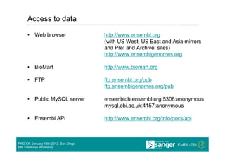 Genome resources at EMBL-EBI: Ensembl and Ensembl Genomes | PDF