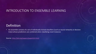 Ensemble learning Techniques | PPTX | Artificial Intelligence | Technology & Computing