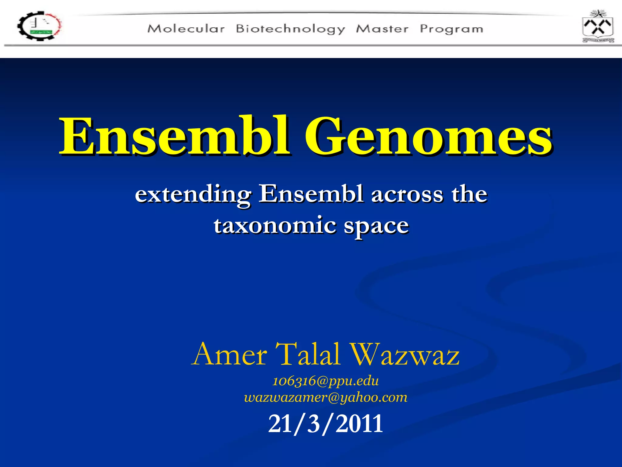 Ensembl genome | PPT