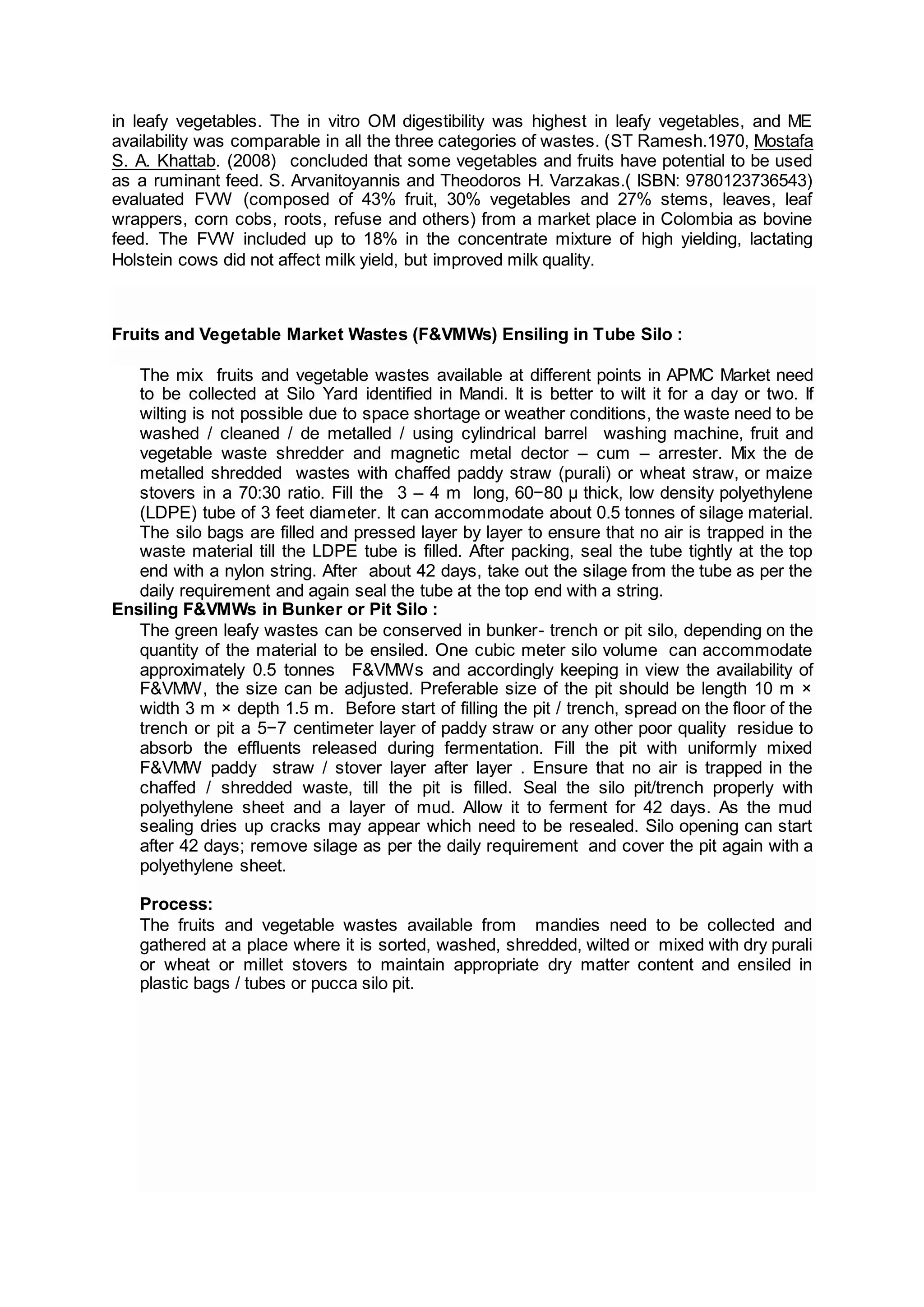 UTILIZATION OF FRUITS AND VEGETABLE WASTES GENERATED IN INDIAN APMCs ...