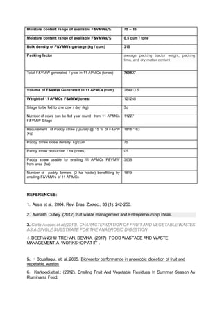 UTILIZATION OF FRUITS AND VEGETABLE WASTES GENERATED IN INDIAN APMCs ...
