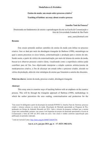 Ensino moda anelise_fonseca | PDF | Download Gratuito