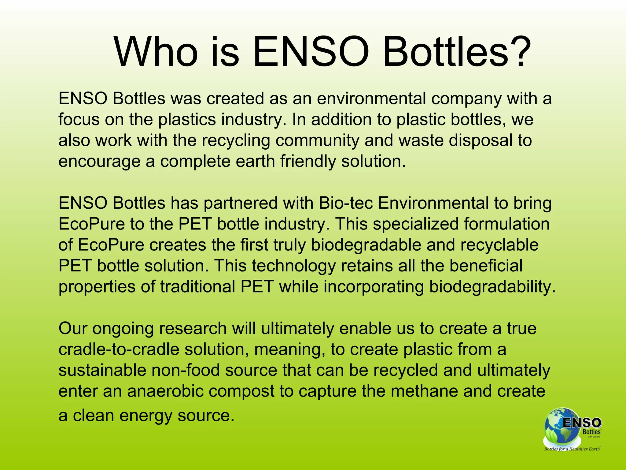 Enso Bottles Power Point Roden Enterprises 2010 | PPT