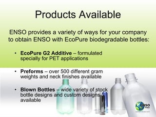 Enso Bottles Power Point Roden Enterprises 2010 | PPT | Chemistry | Science