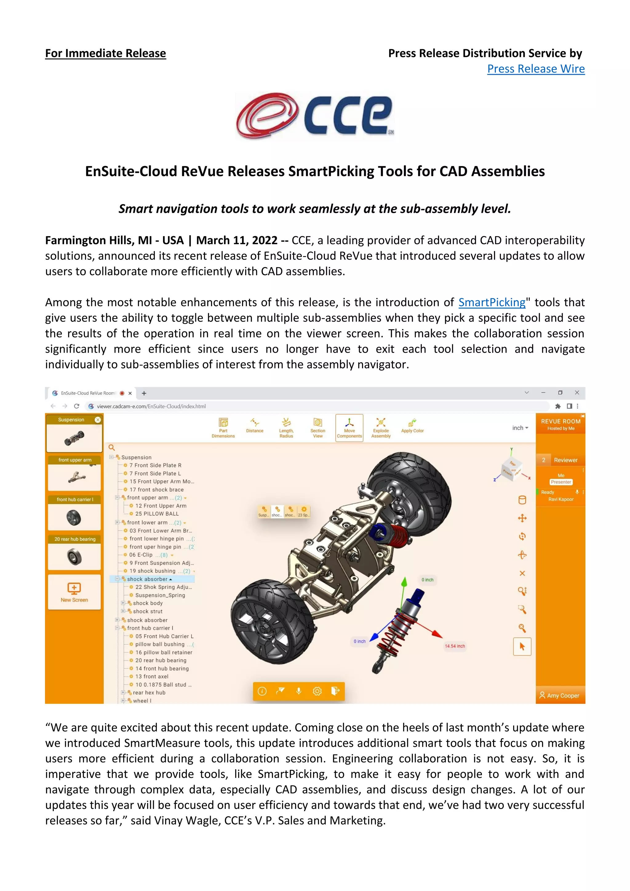 EnSuite-Cloud ReVue Releases SmartPicking Tools for CAD Assemblies | PDF
