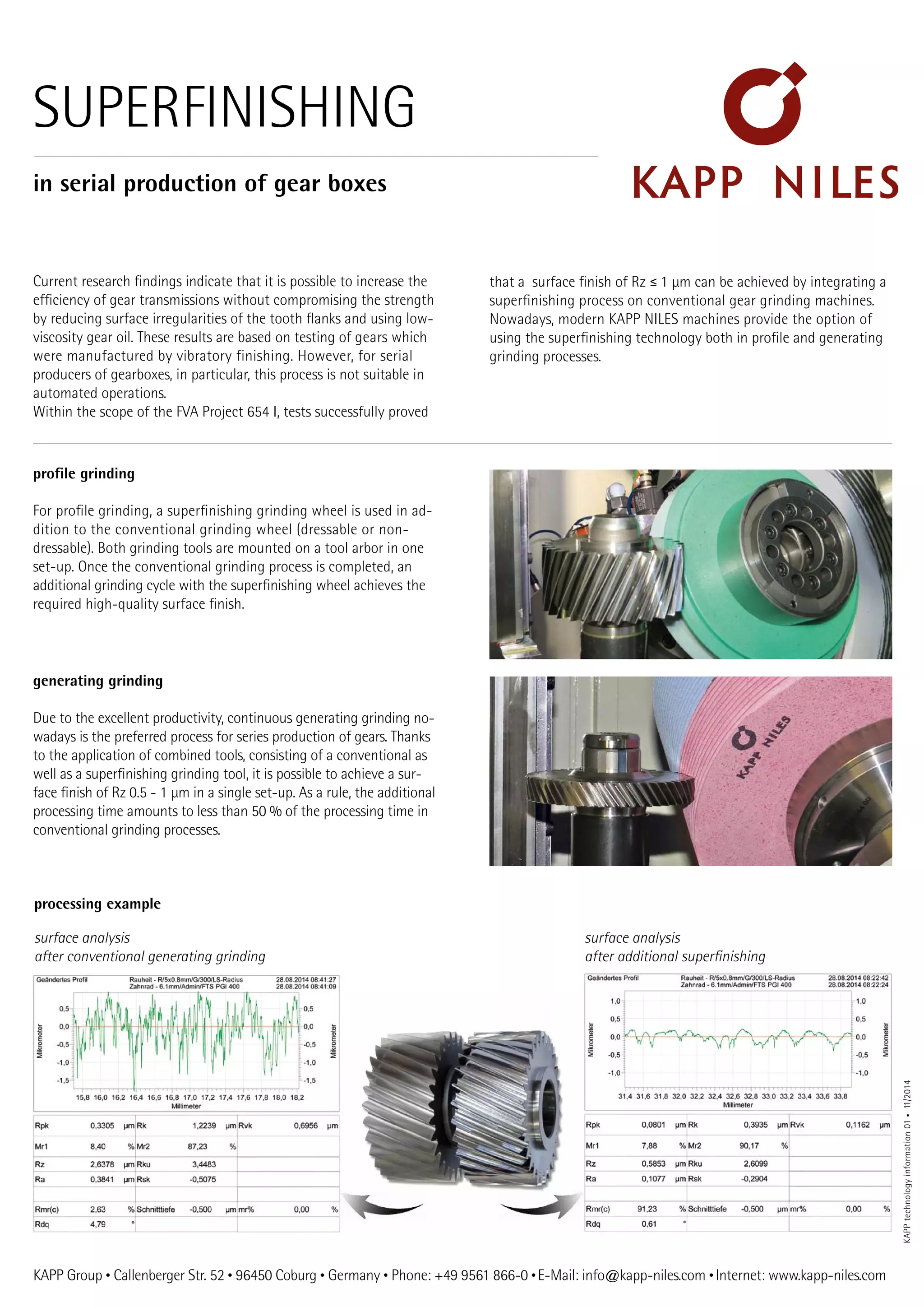 KAPP Niles CNC Gear Grinders Presents: Superfinishing of gears | PDF