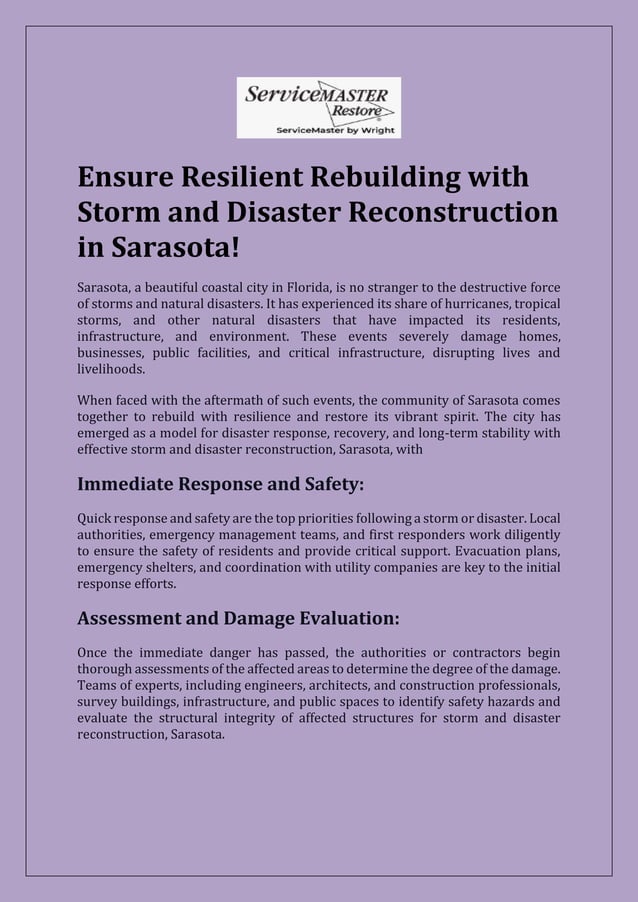 Ensure Resilient Rebuilding with Storm and Disaster Reconstruction in ...