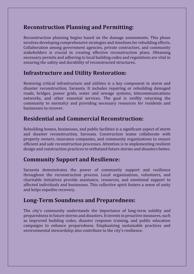 Ensure Resilient Rebuilding with Storm and Disaster Reconstruction in ...