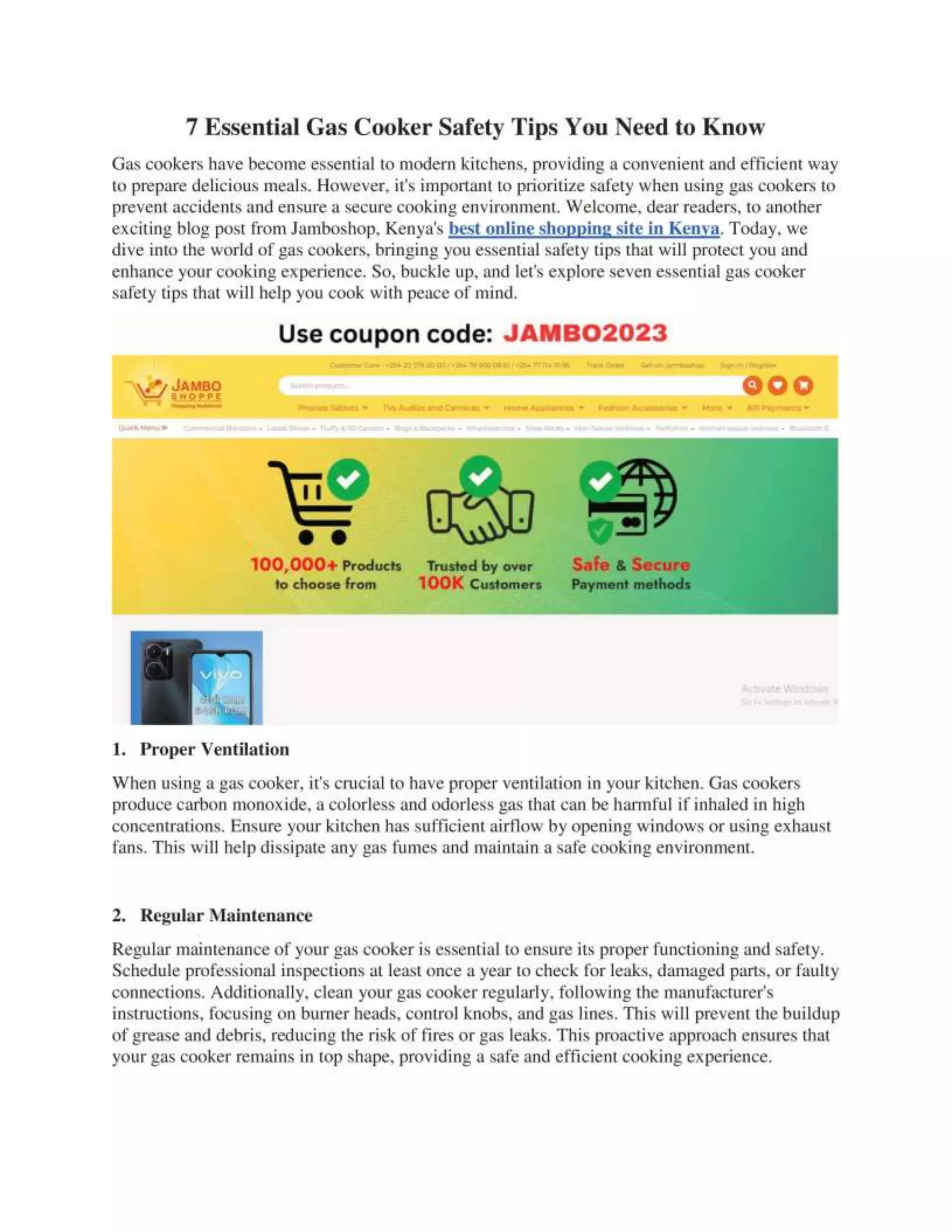 Ensure Safe Cooking with Gas Cookers - Jamboshop.ppt