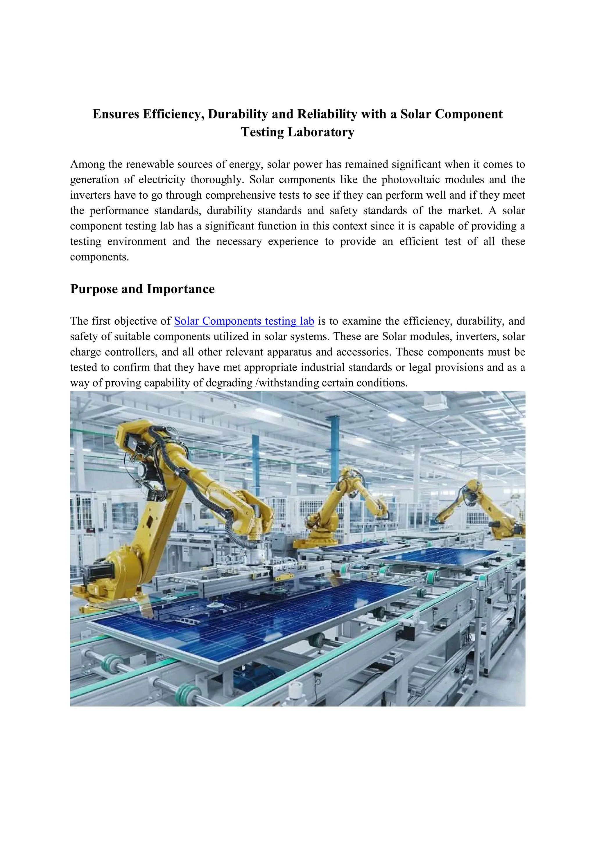 Ensures Efficiency, Durability and Reliability with a Solar Component ...