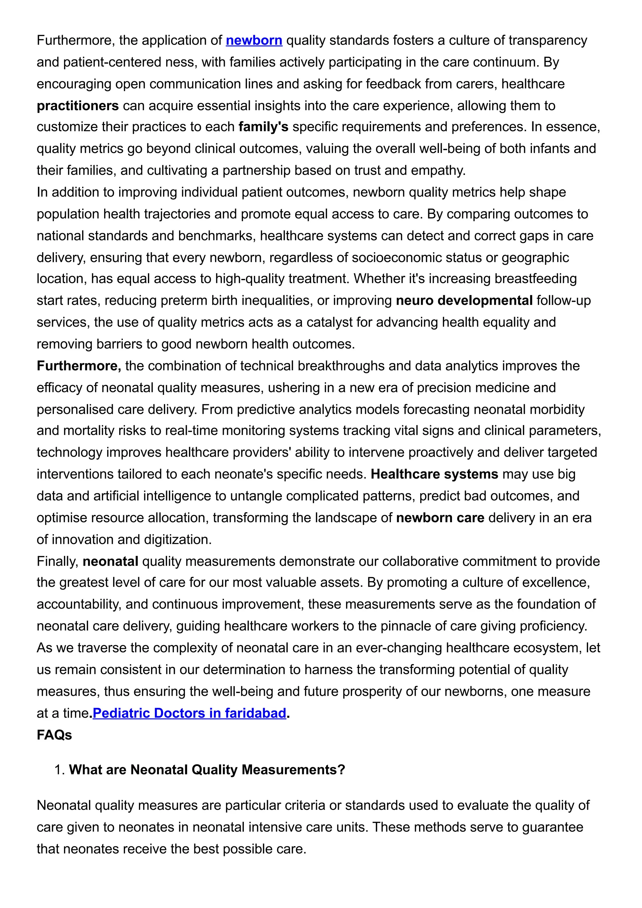 Ensure the Highest Standards of Care for Children Using Neonatal ...