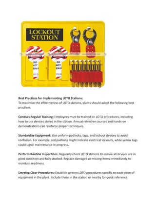 Ensure Workplace Safety with High-Quality LOTO Stations in Plants | PDF