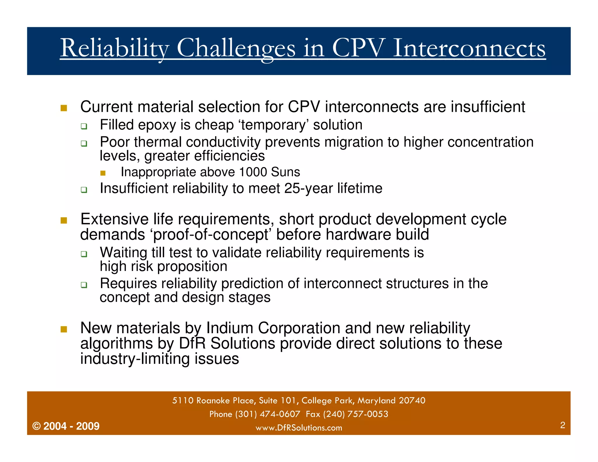 Ensuring and predicting the reliability of cpv | PDF