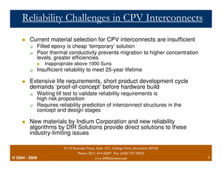 Ensuring and predicting the reliability of cpv | PDF