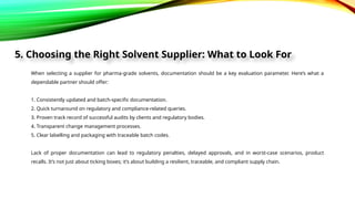 Ensuring Audit-Ready Solvent Supply Chains in Pharma Sector | PPTX