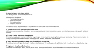 Traceability and Transparency in Pharma Solvent Supply | PPTX