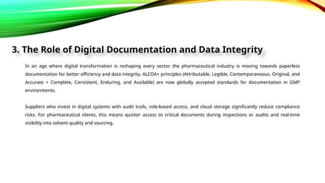 Traceability and Transparency in Pharma Solvent Supply | PPTX