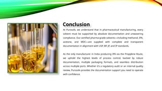 Traceability and Transparency in Pharma Solvent Supply | PPTX