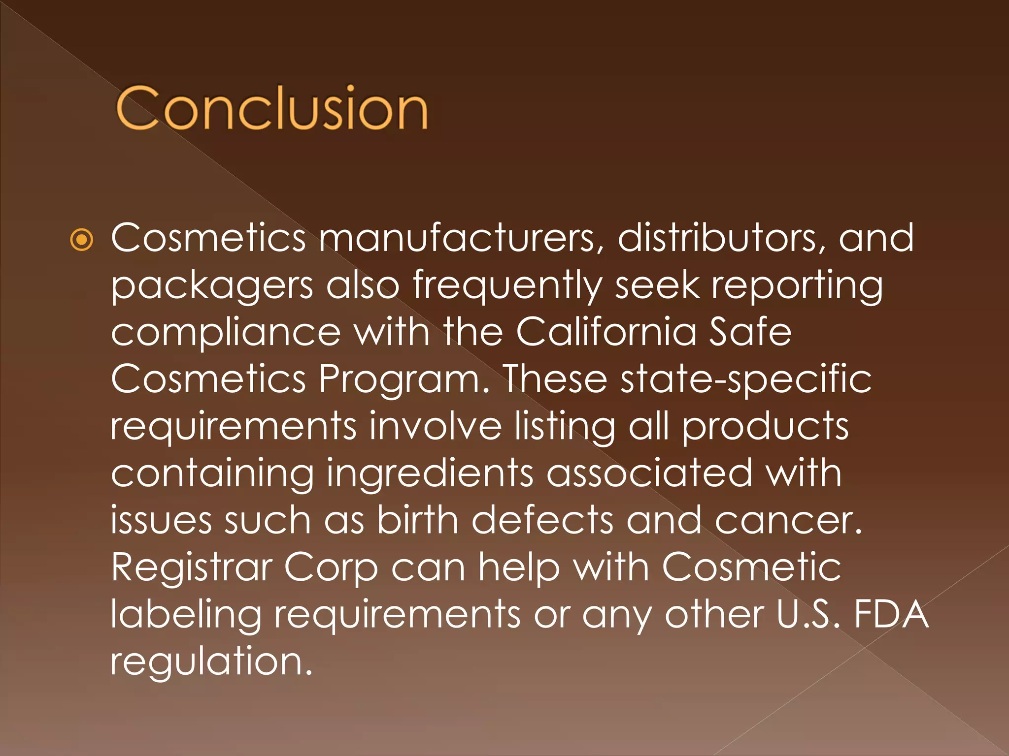 Ensuring Compliance with U.S. FDA Cosmetics Regulations | PPTX