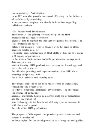 Ensuring Data IntegrityIn Health Information Exchange | DOCX