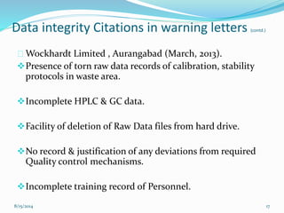 Ensuring data integrity in pharmaceutical environment | PPTX