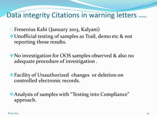Ensuring data integrity in pharmaceutical environment | PPTX