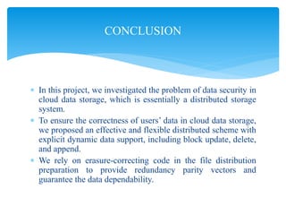 Ensuring data storage security in cloud computing | PPT