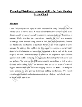 Ensuring distributed accountability | PDF