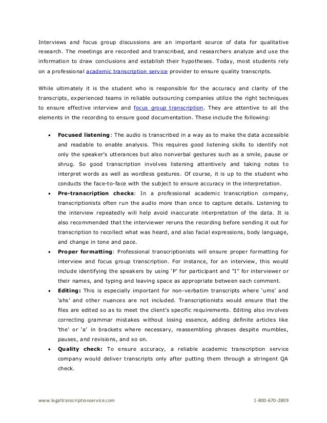 Ensuring Effective Interview and Focus Group Transcription