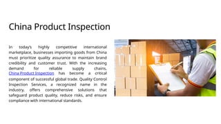 Ensuring Global Standards with China Product Inspection by Quality ...