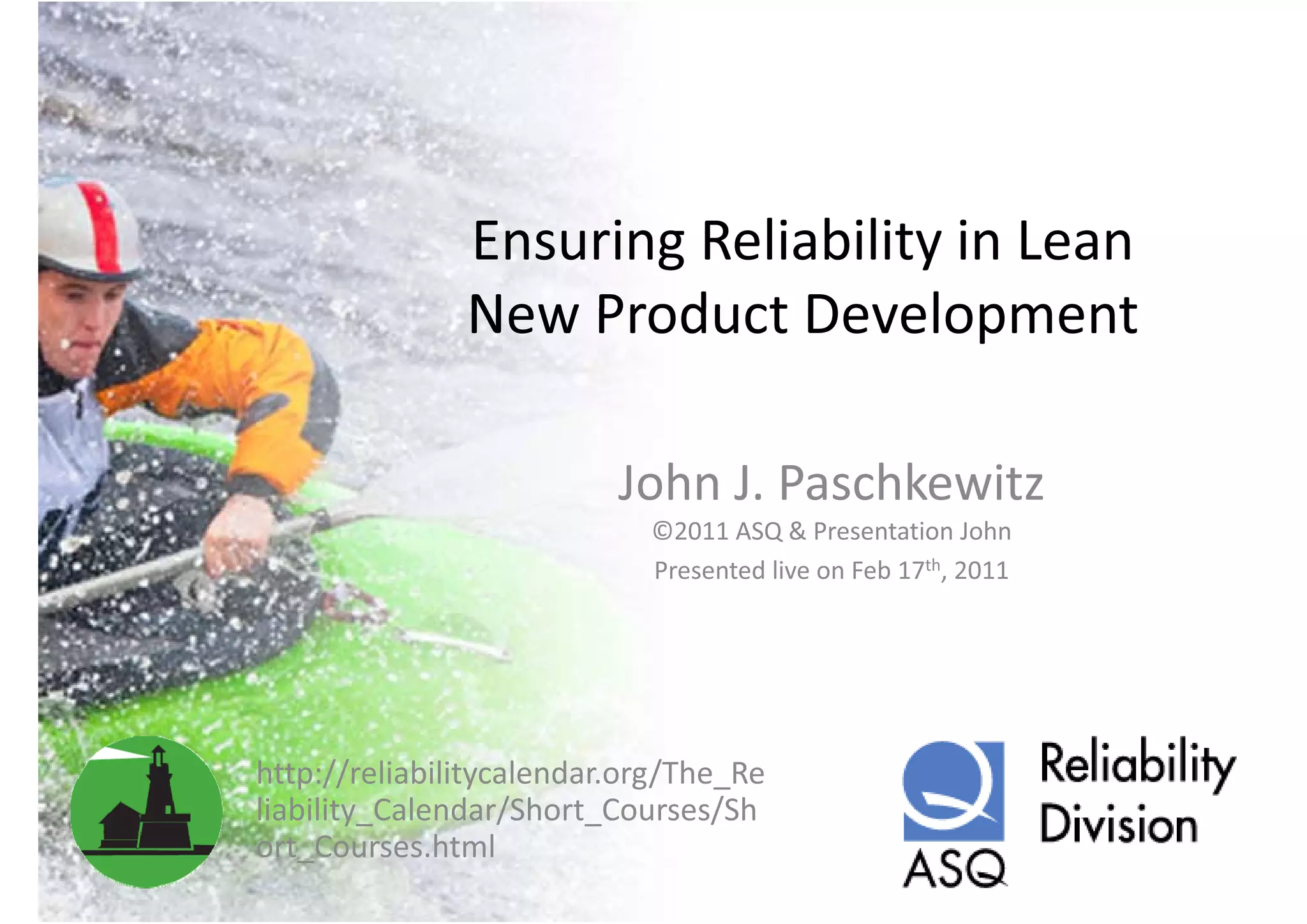 Ensuring reliability in lean new product development part1of2 | PDF