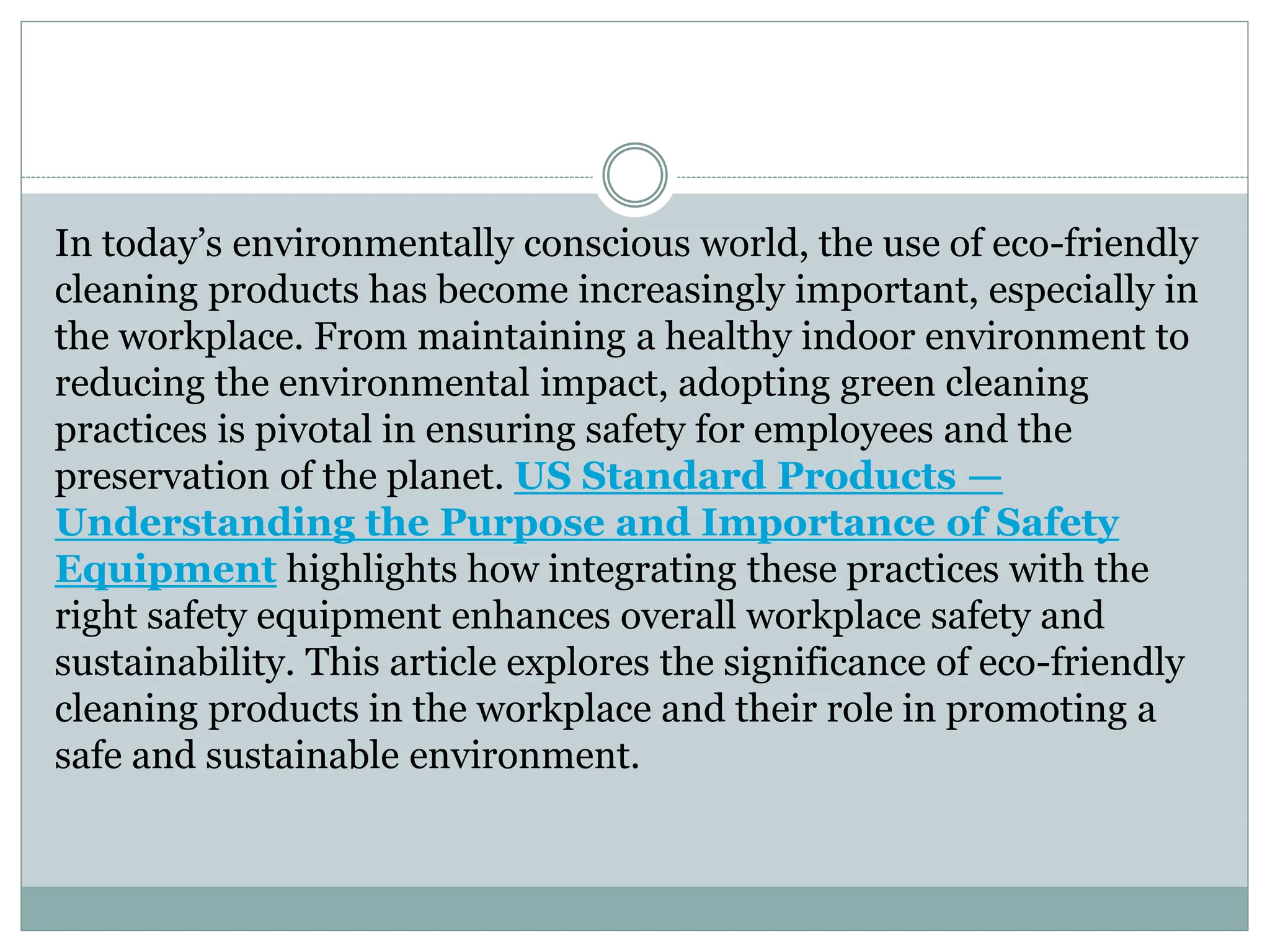 Ensuring Safety in the Workplace with Eco-Friendly Cleaning US Standard ...